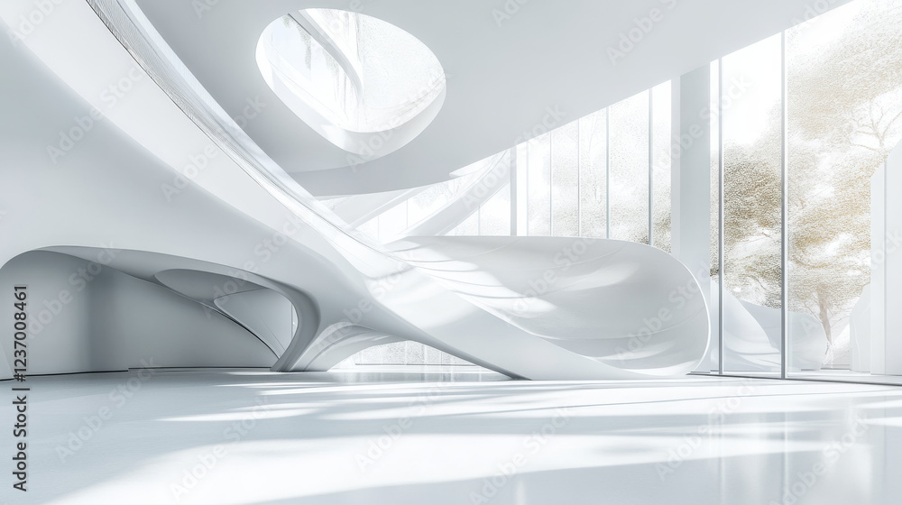 360 degree full panorama environment map of white abstract twist vortex ...