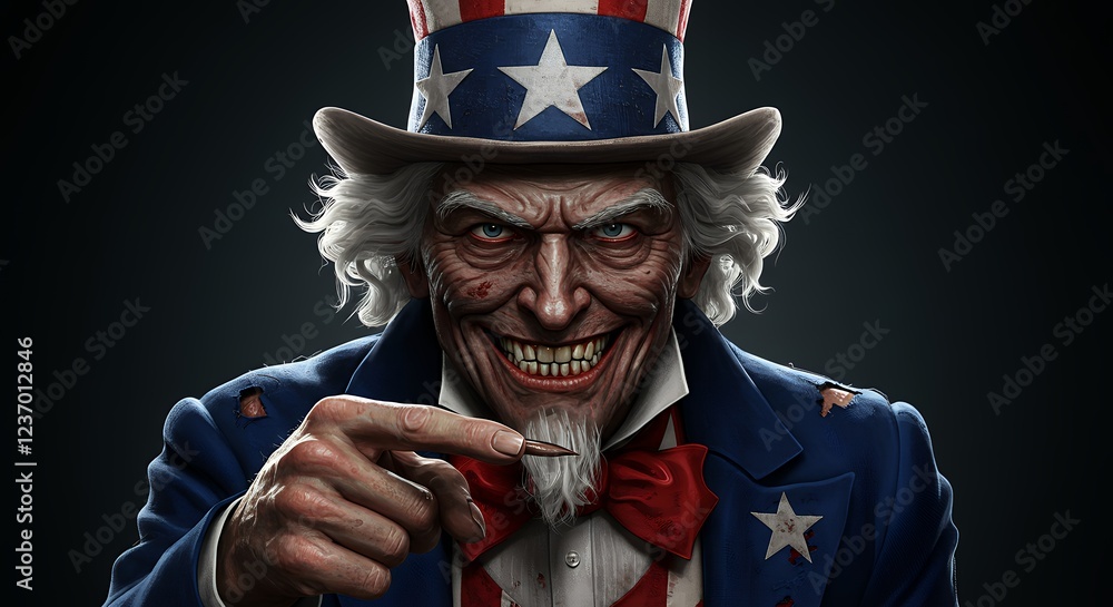 Menacing Uncle Sam Digital Art Dark Scary Image Stock Illustration ...