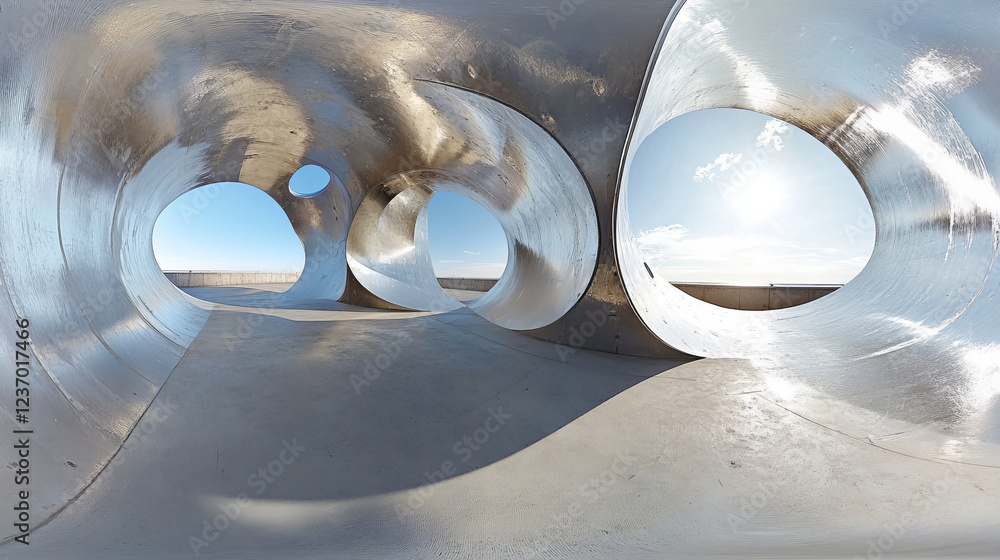 360 degree full panorama environment map of metallic walls abstract ...