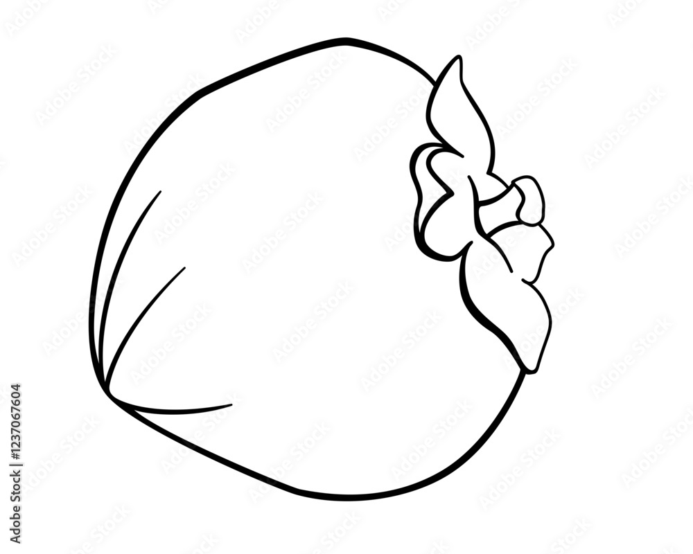 Persimmon, a fruit with a dried flower and a stalk - vector linear ...