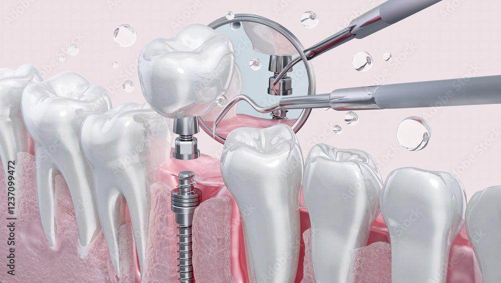 Стоковая иллюстрация «Dental teeth implant. Placement of a titanium ...