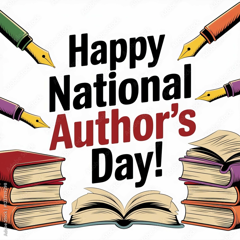 1st November, Happy National Author's Day with Pens and Books. back to ...