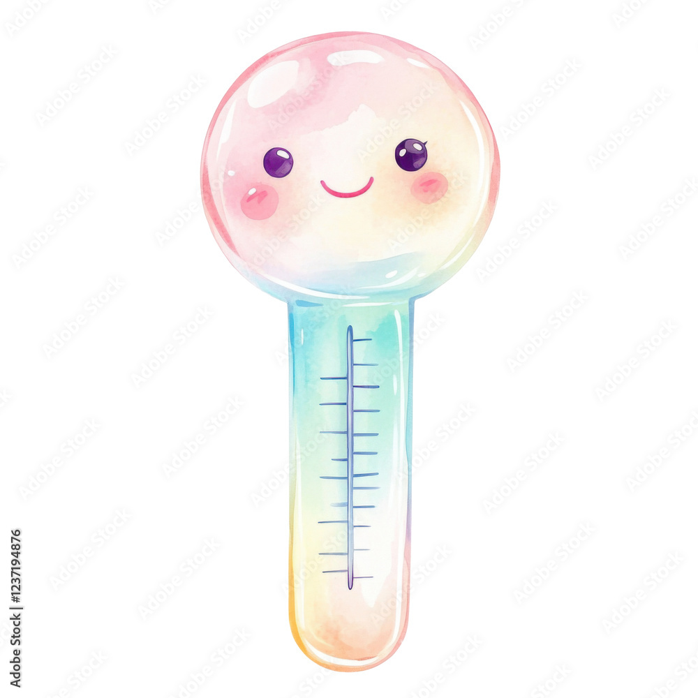 Cute smiling thermometer cartoon with colorful face and kawaii style ...