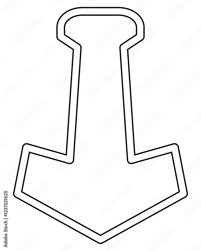 Thor's hammer magical scandinavian symbol - vector linear image for ...