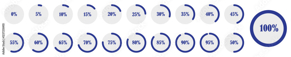 Pie chart icon set. Circle percentage diagram collection. Percentage ...