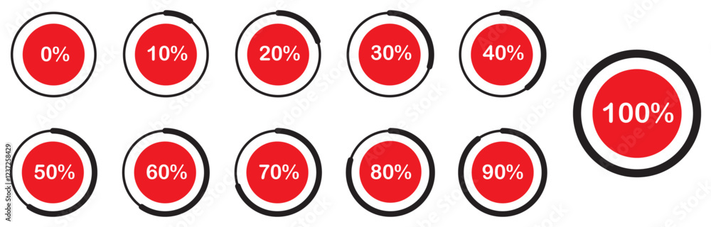 Collection of circle percentage diagrams for infographics 0 10 20 30 40 ...