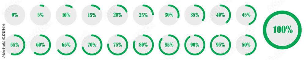 Circle pie chart. Set of circle percentage diagrams from 0 to 100% ...
