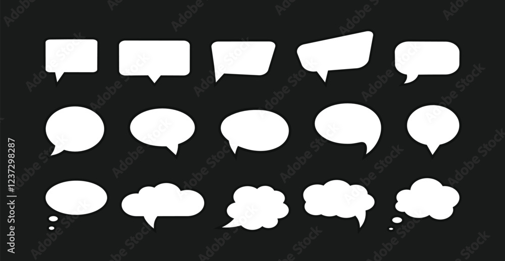 Vector de Stock Speech Bubble set. Talk bubble. Blank empty vector white speech bubbles. Speak ...