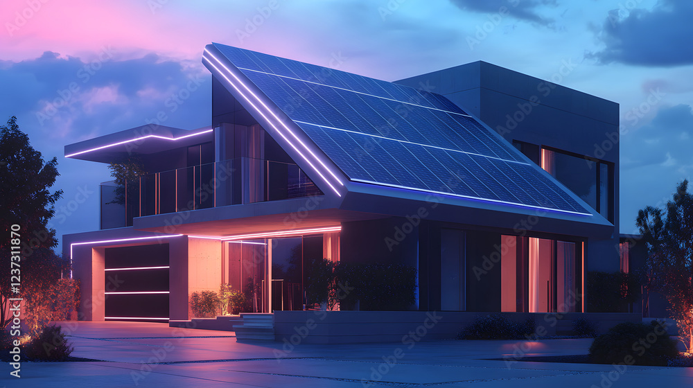 Futuristic solar panel designs with holographic interfaces that display ...