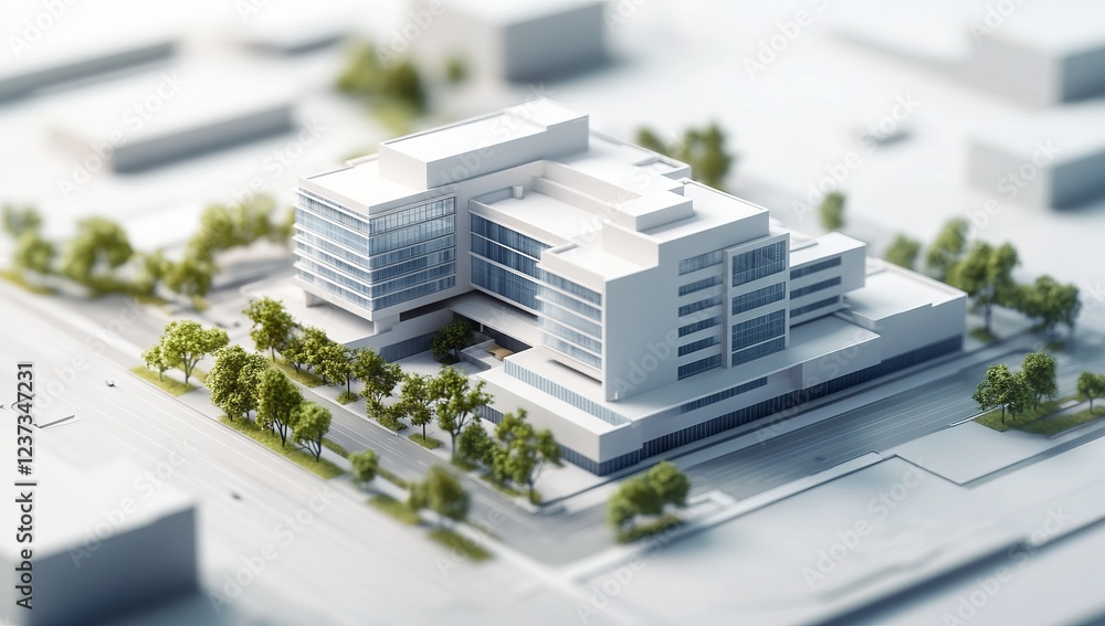 Isometric Model of a Modern Hospital Building on a City Map. AI ...