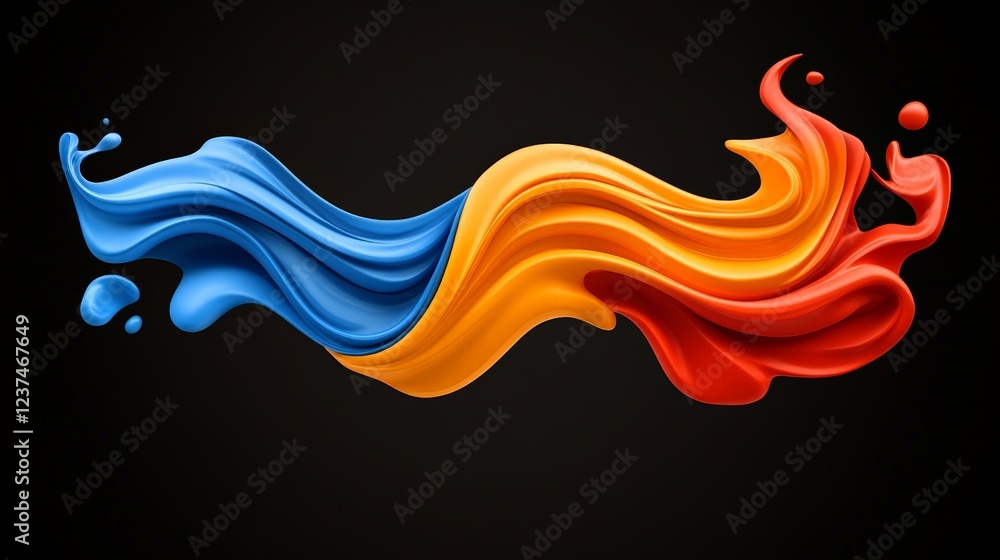 Fluid Design Element: A vibrant, dynamic abstract composition of ...
