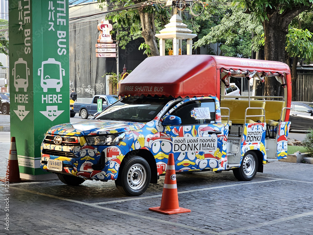 Bangkok, Thailand December 04, 2024 Donki free shuttle bus. Don Don ...