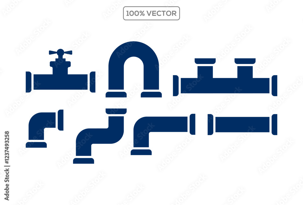 Vector de Stock Water, oil or gas pipeline with fittings and valves ...