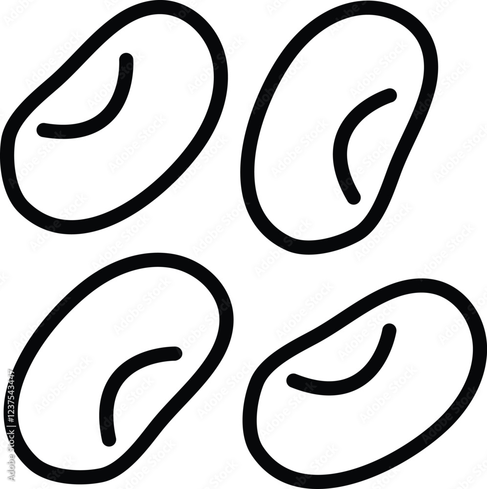 Outline of beans icon in a minimalist design, symbolizing plant-based ...