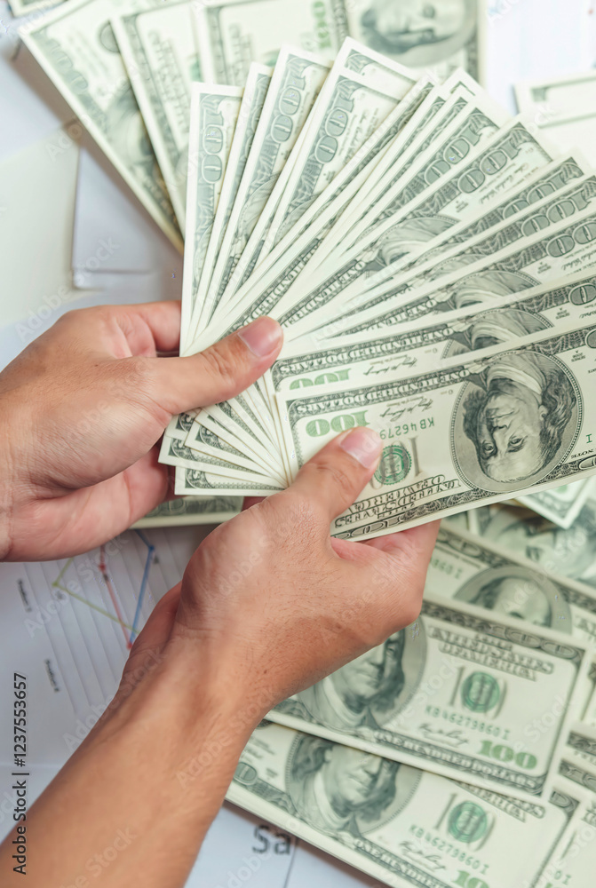 Vertical Horizon Hand holding loan money dollar bank note financial ...