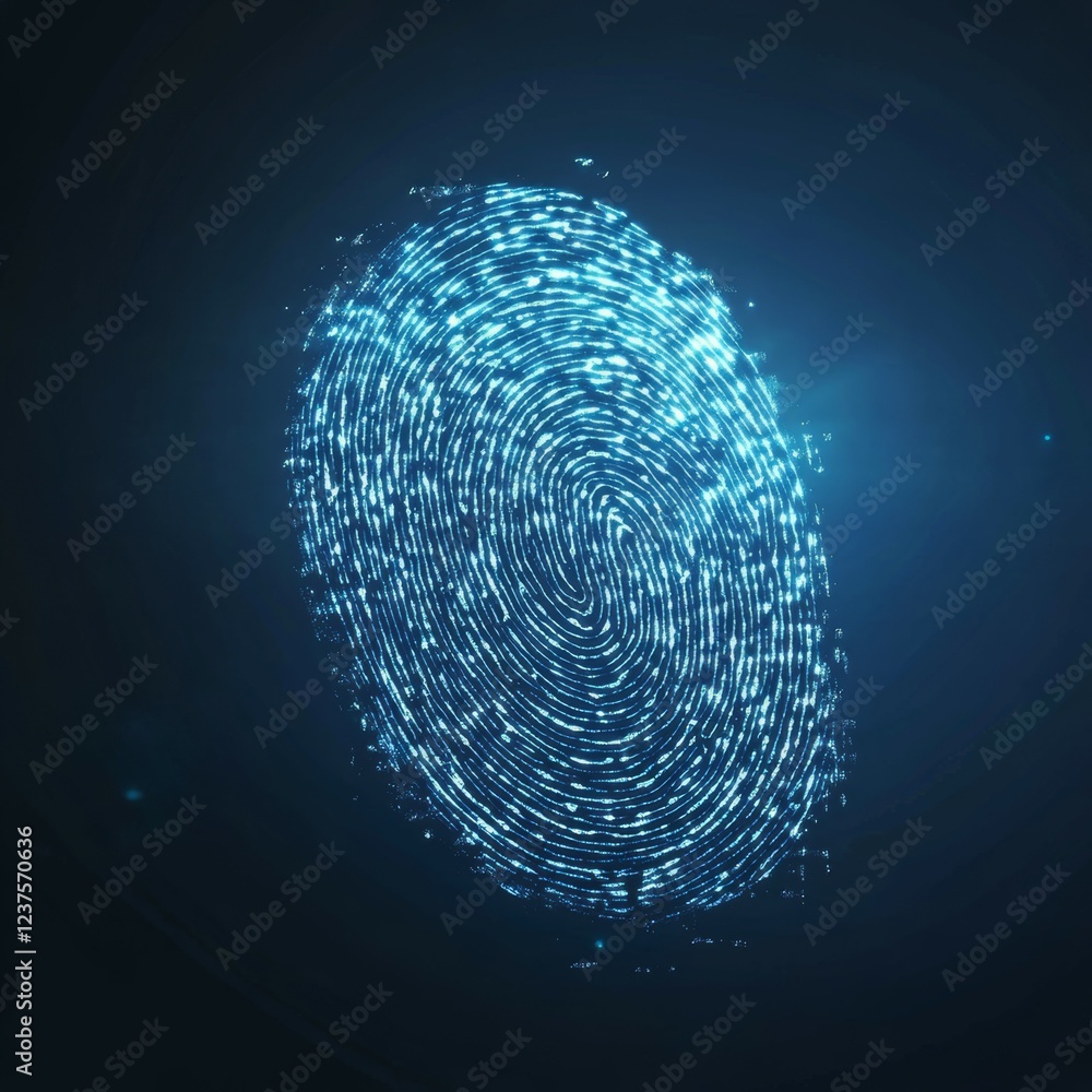Digital Fingerprint: A Futuristic Representation of a Glowing Blue ...