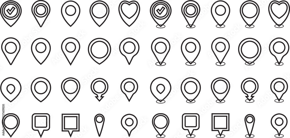 Location map pointer markers pin icon in line set. vector for apps and website. symbol of Pin ...