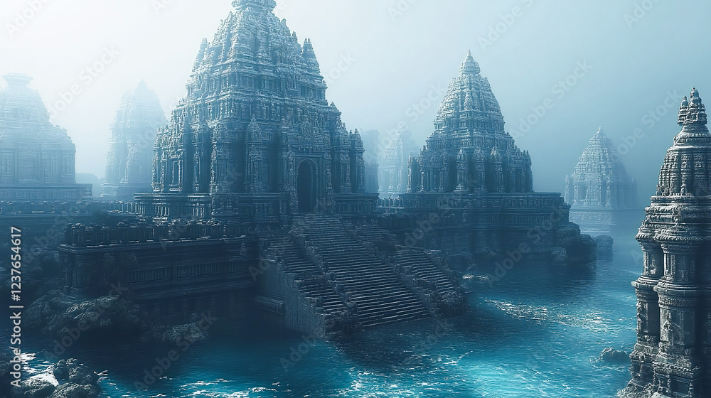 Ilustración de Stock Image of Dwaraka, the ancient Indian city ...