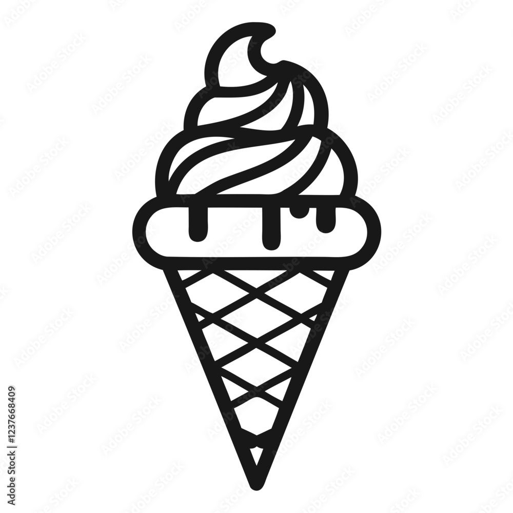 Ice Cream cone icon vector outline, vector line art Logo isolated on ...