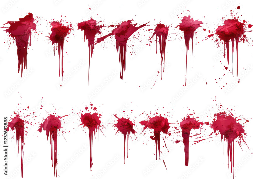 blood splatter dripping effect - on transparent background Stock ...