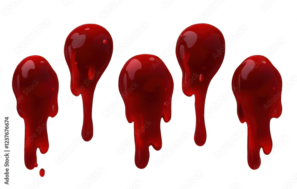 dripping blood splatter - red liquid texture - on transparent ...