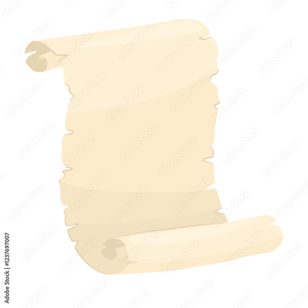 Ancient paper scroll with empty space for text. Magic papyrus scroll, unfolded page. Parchment ...