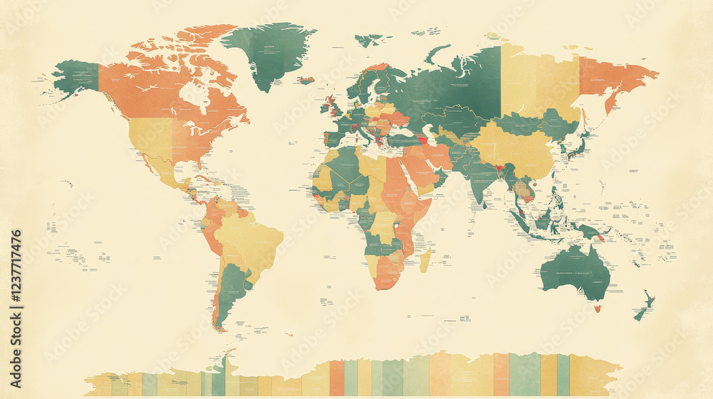 Infographic design elements with world map and pointers, pie charts and ...