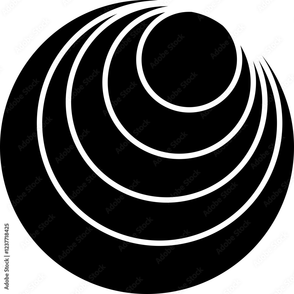Concentric ripple circles icon . Seismic Earthquake alert radar. Radial ...