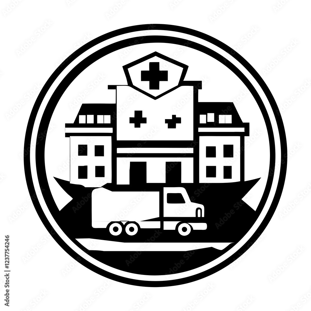 Foto de Stock hospital building icon with stethoscope. modern medical ...