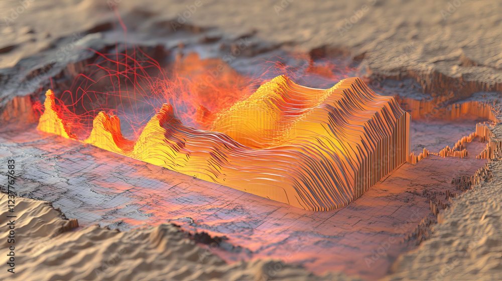 Earthquake seismograph wave, seismic activity vibration sound graph ...