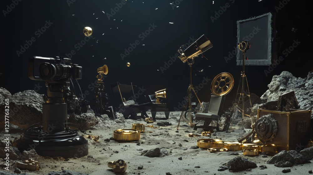 Ilustración de Stock Movie, video production and cinema vintage icons ...