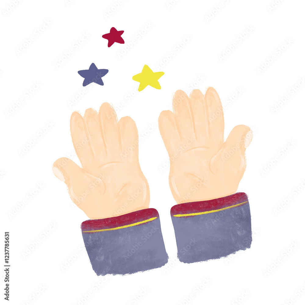 Hands pray praying prayer hope wish with blue yellow red stars ...