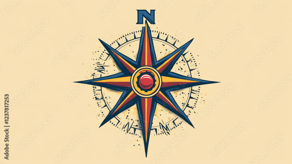 Navigation compass silhouette vector illustration. Cartography ...