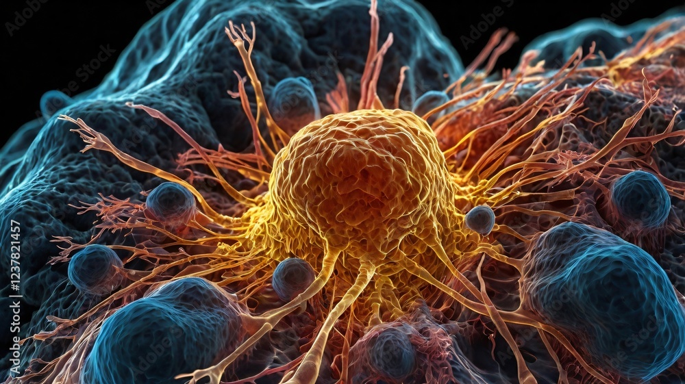 3D-Rendered Confocal Microscopy Image of ER-Golgi Interactions Showing ...