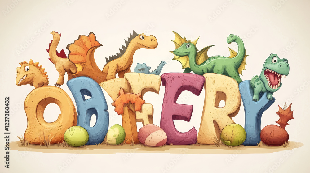 Kids dinosaurs alphabet with cartoon dino characters and eggs vector ...