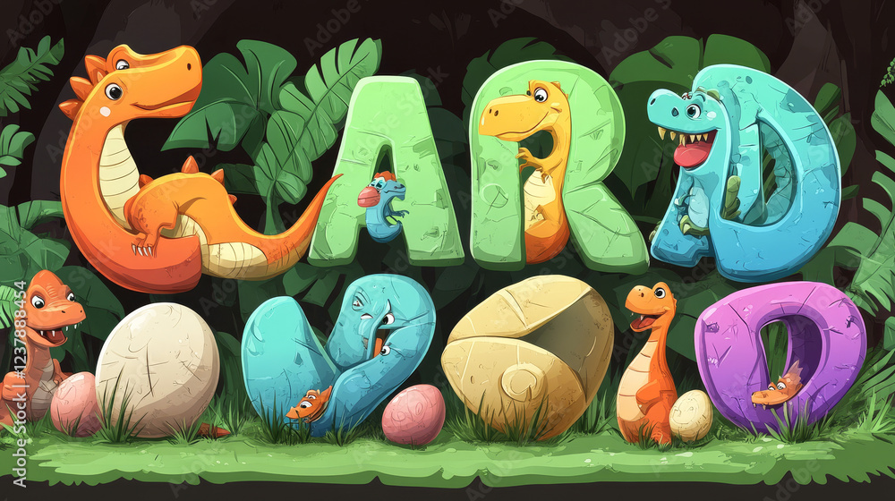 Kids dinosaurs alphabet with cartoon dino characters and eggs vector ...