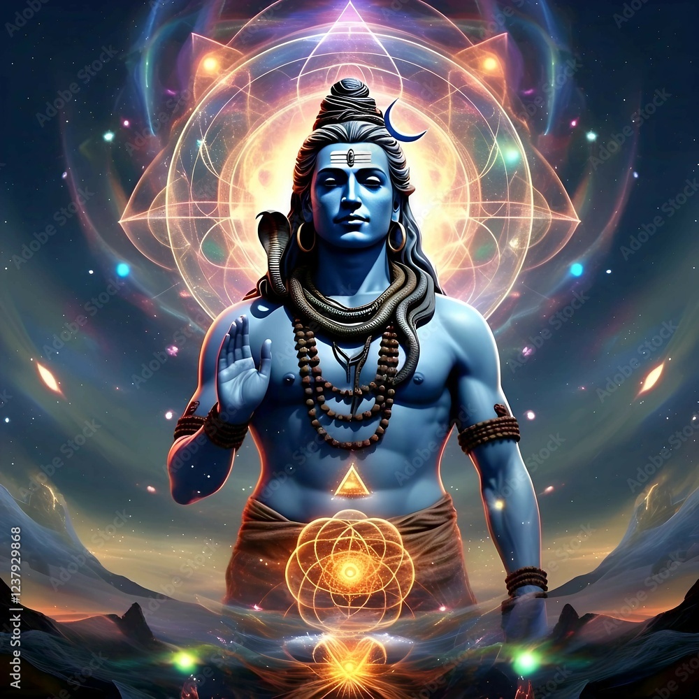 Lord Shiva Indian God of Hindu, Mahadev with trisul vector illustration ...