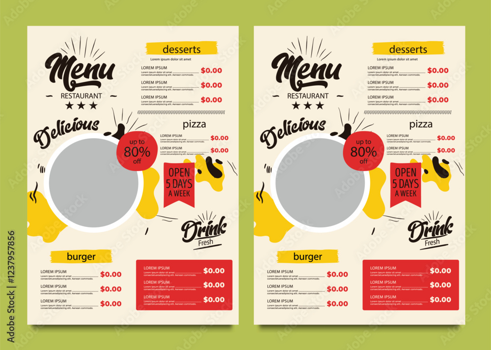 Fast food restaurant menu template. menu ca Lunch dishes and drinks ...