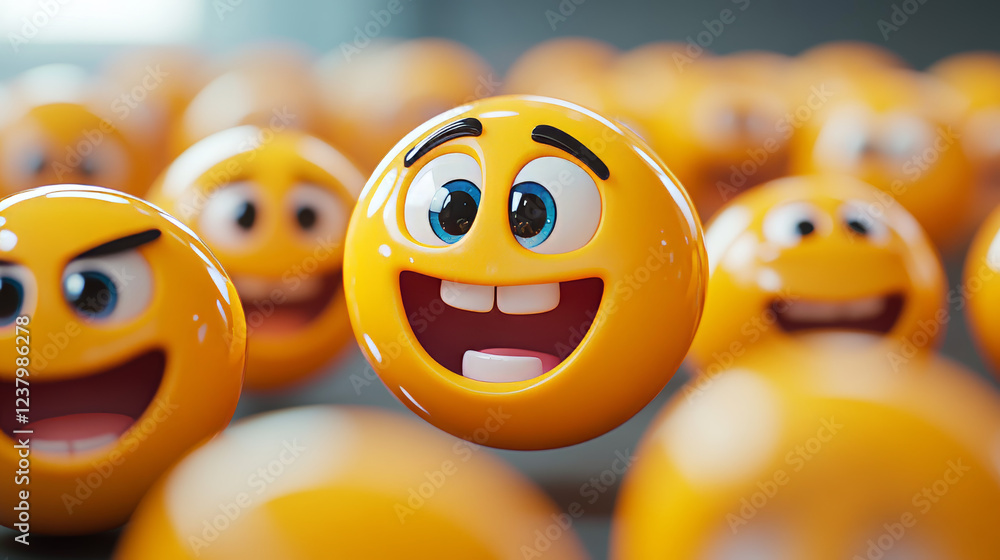 Cartoon face and blink eye animation emoji faces spread sheet, vector ...