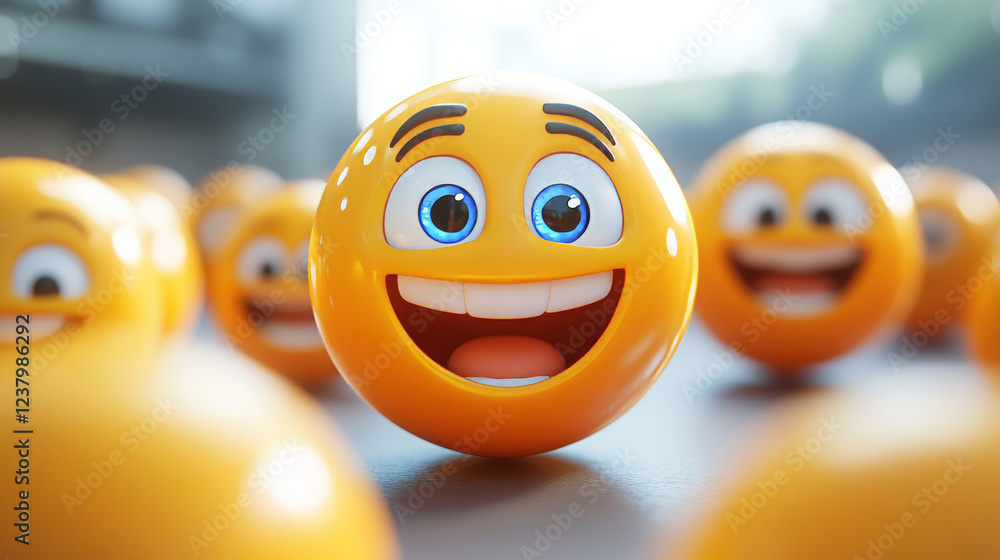 Cartoon face and blink eye animation emoji faces spread sheet, vector ...