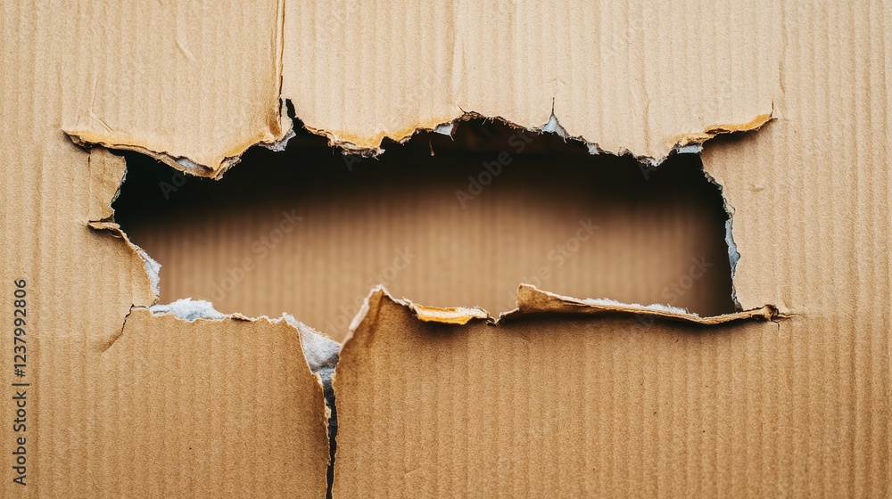 Damaged and crumpled cardboard delivery box showing signs of rough ...