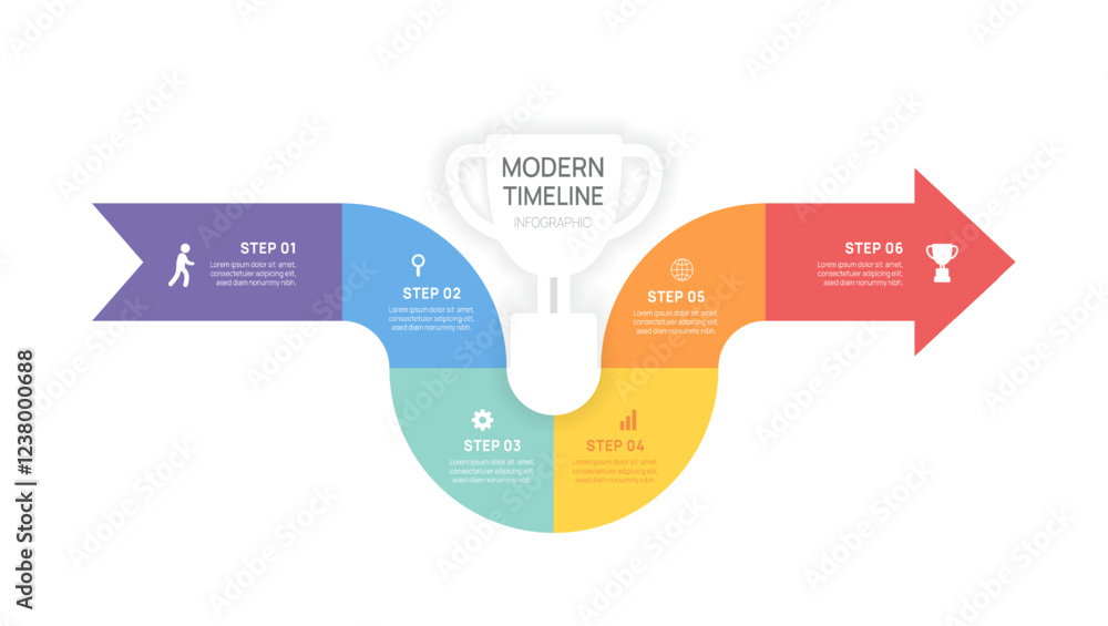 Infographics timeline arrow symbol business steps to success template ...