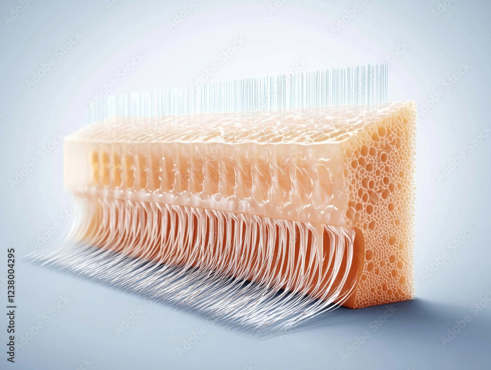 Cross section illustration of healthy hair follicle showing structure ...