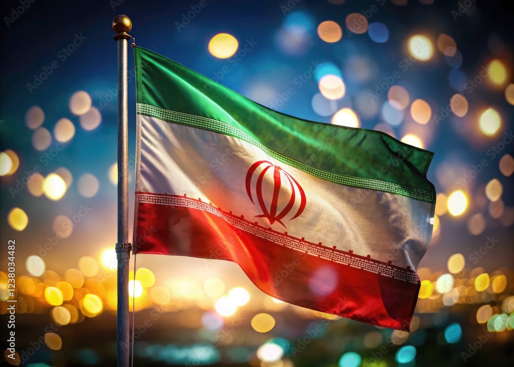Night photography reveals the Iranian flag's vibrant colors, even under ...