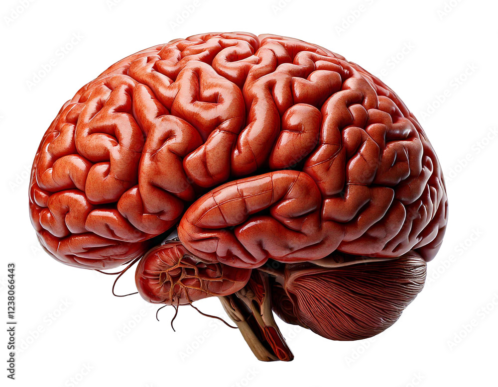 Human brain realistic 3D model isolated on transparent background, high ...