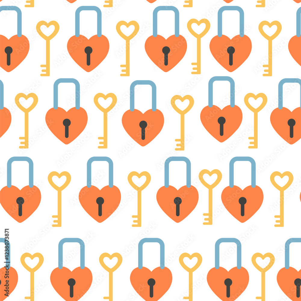 seamless pattern with lock and key in doodle style. Element for ...