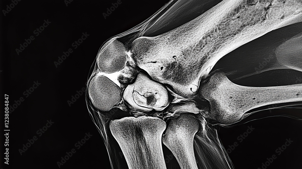 Arthritis knee joint mri scan isolated outline icon. Vector skeleton x ...
