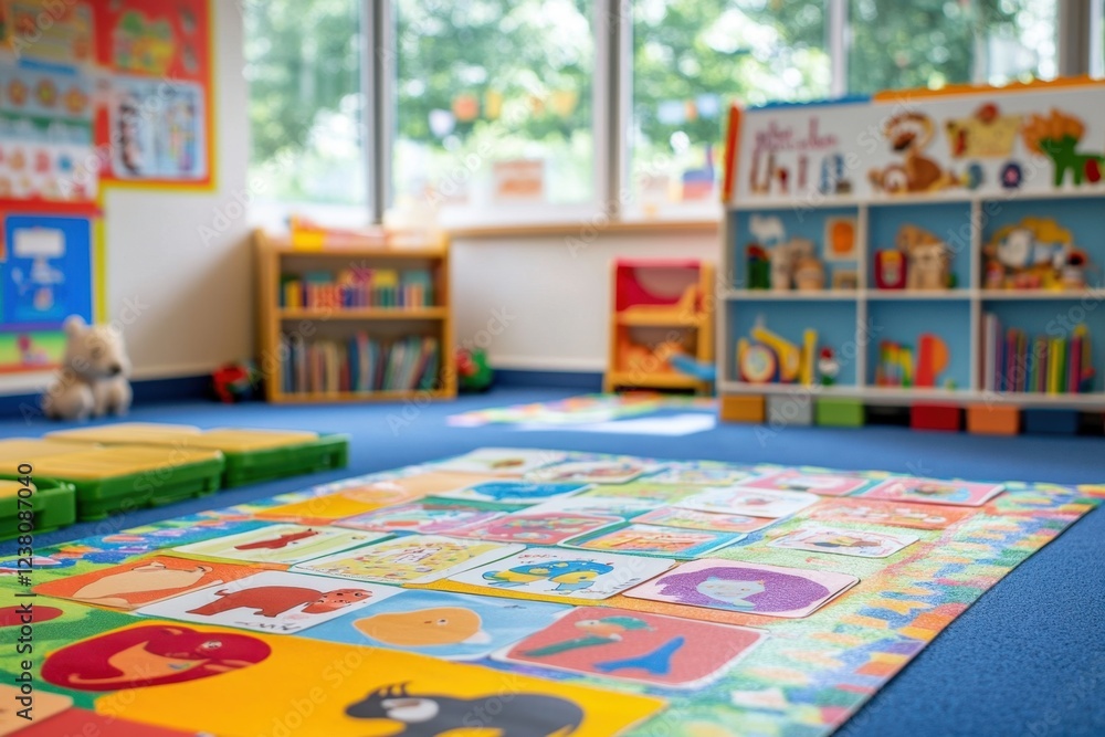 Engaging educational flashcards display in a bright classroom focused ...