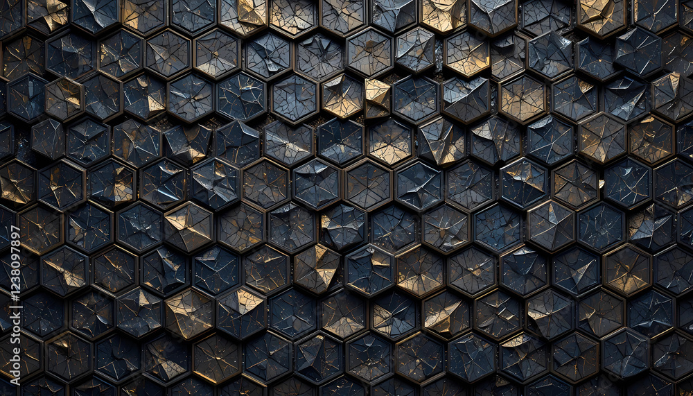 Hexagonal patterns with dark and gold textures for interior design ...