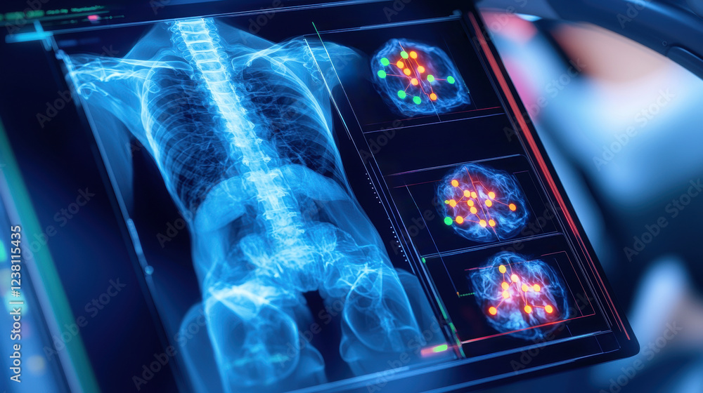 Artificial intelligence in medical detection. X ray analysis displaying ...